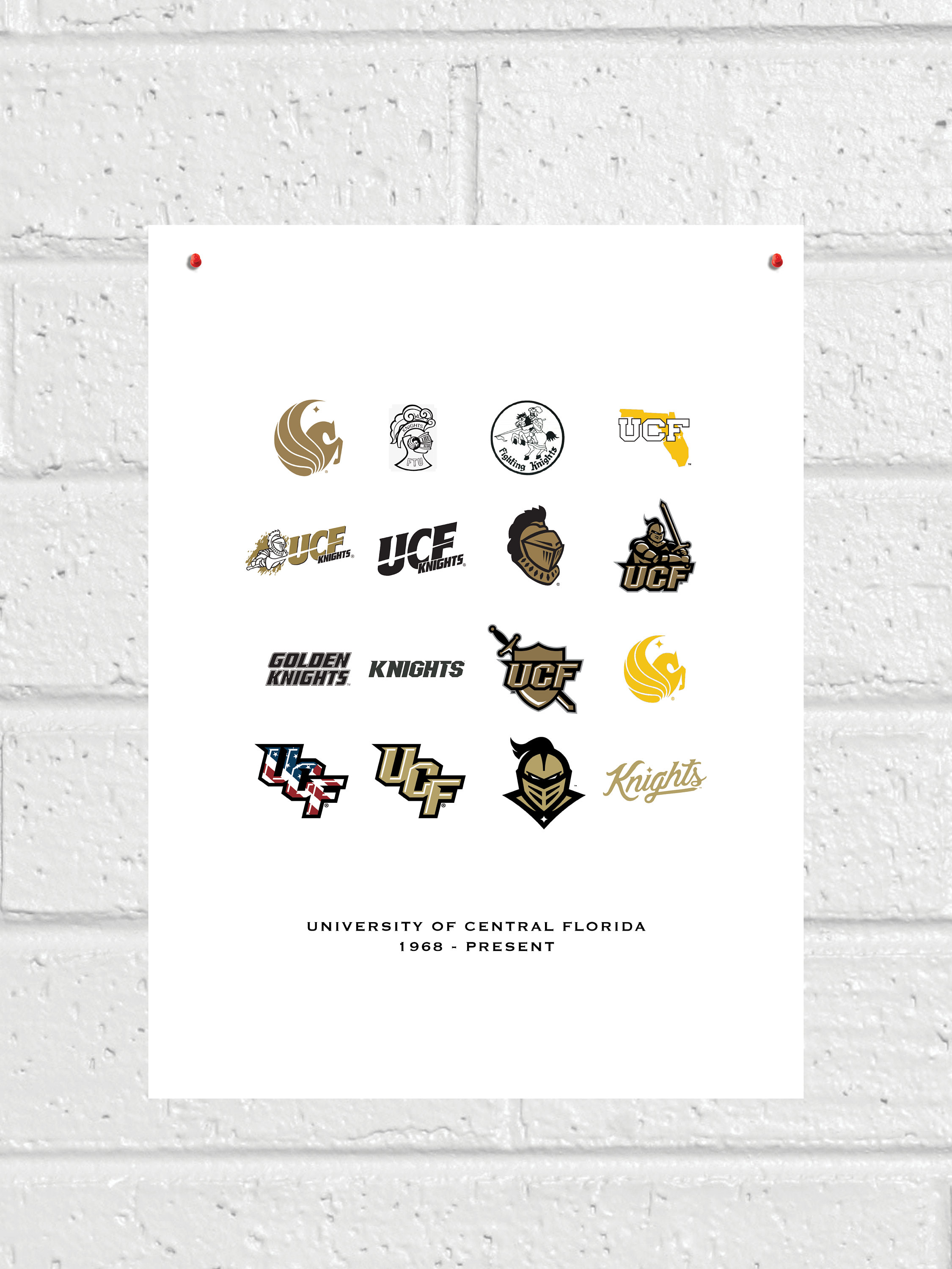UCF University of Central Florida Logos Throughout Time Poster - Etsy