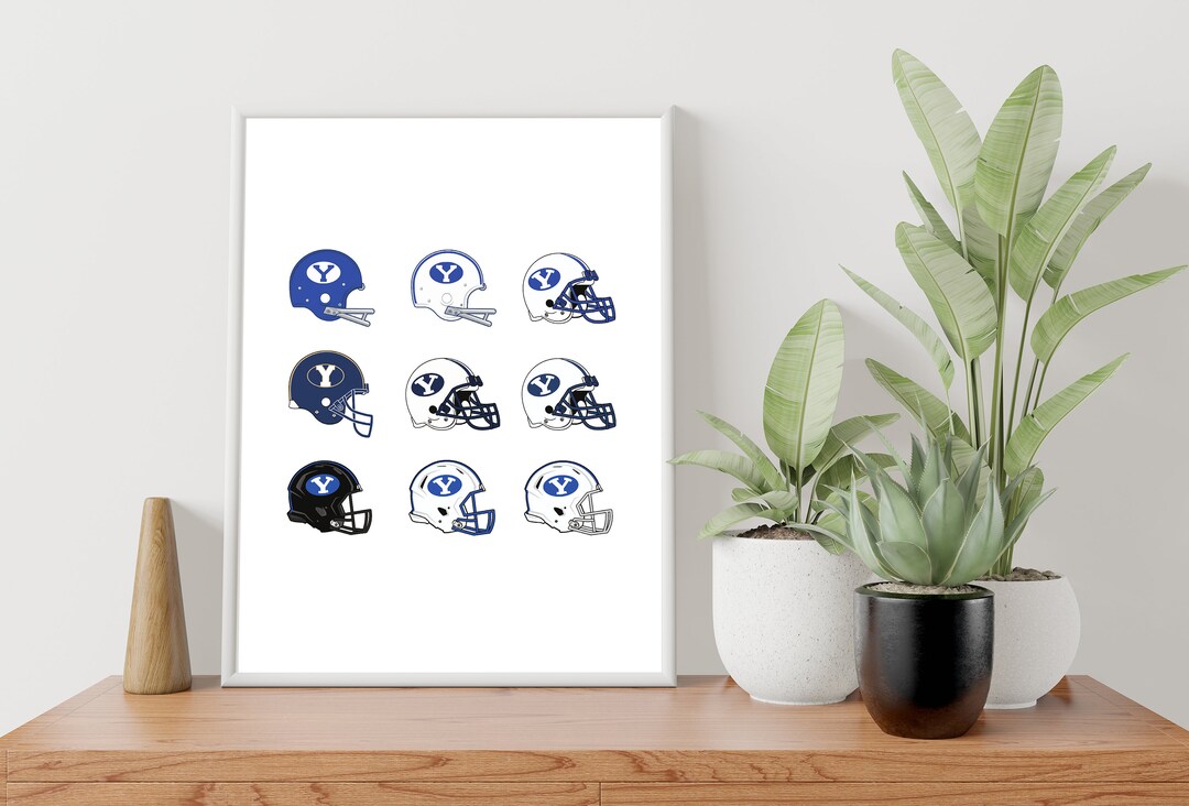 BYU Brigham Young Football Helmets Throughout Time Poster Royal Blue ...
