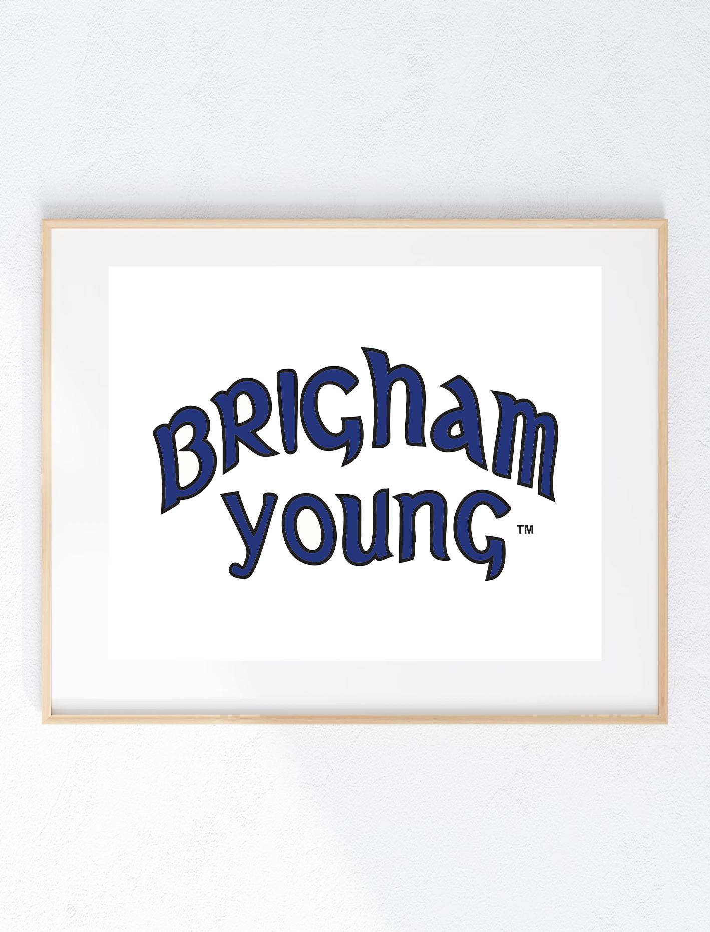 Vintage BYU Brigham Young Logo Poster Royal Blue Wall Art Print ...