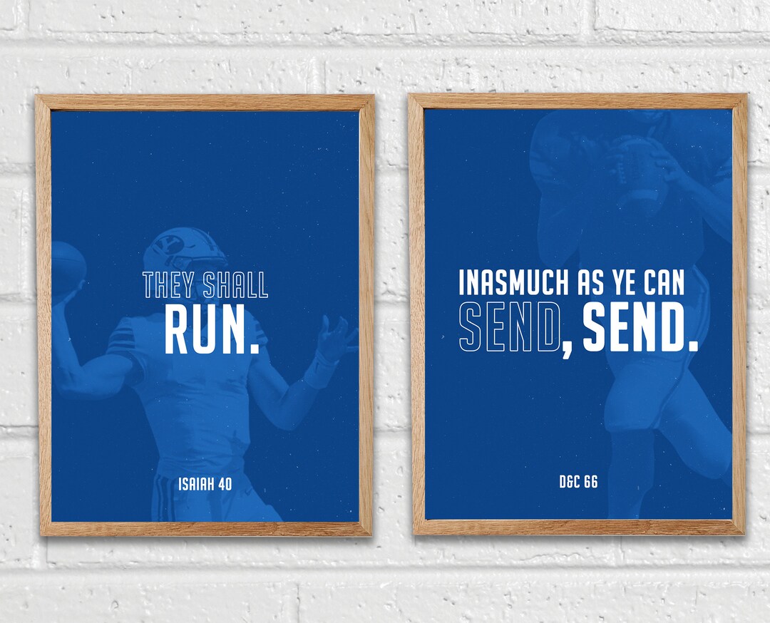 BYU Brigham Young Football Scripture Poster Royal Blue Wall Art Print ...