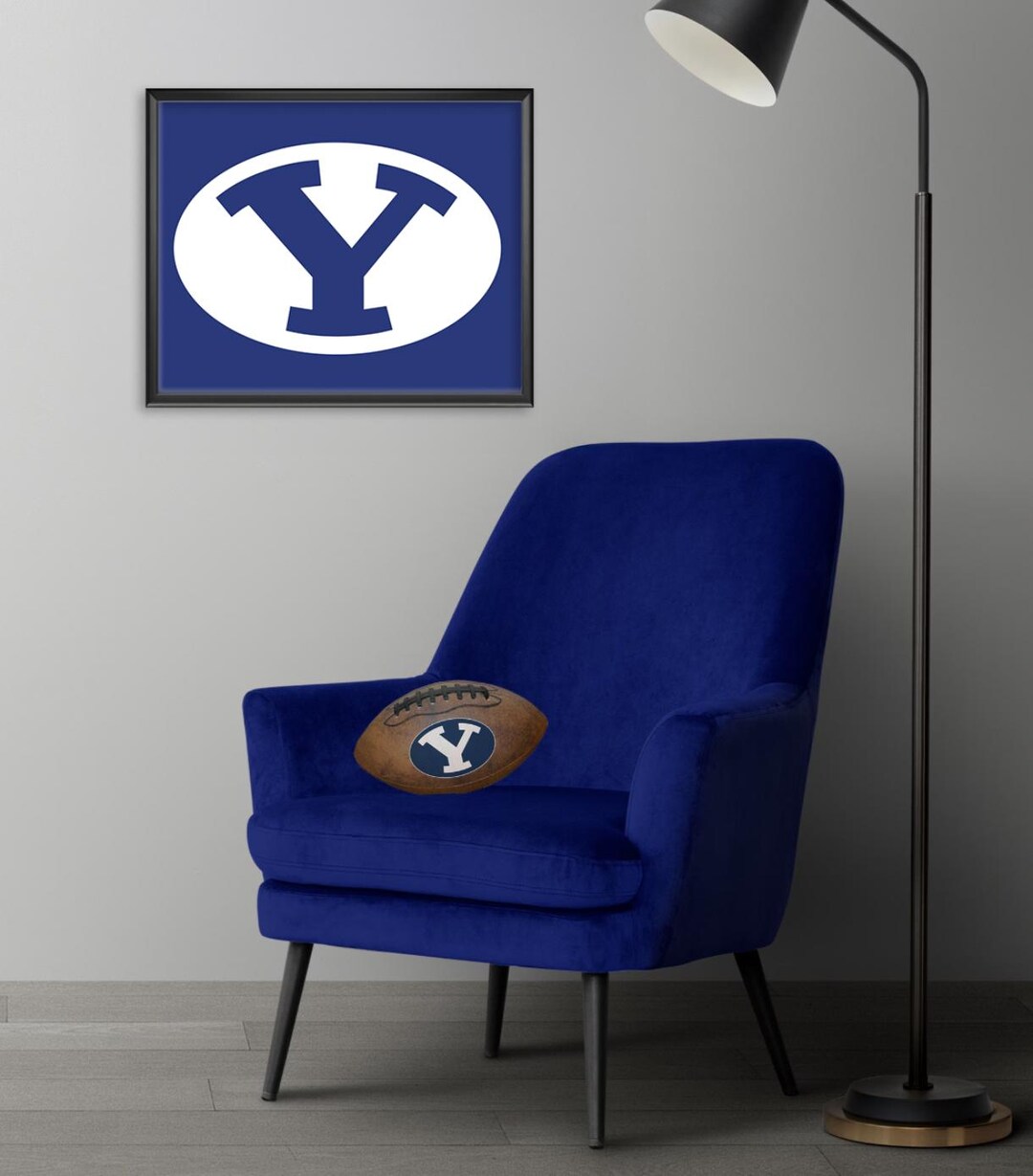 BYU Brigham Young Logo Poster Royal Blue Wall Art Print Minimalist Wall ...