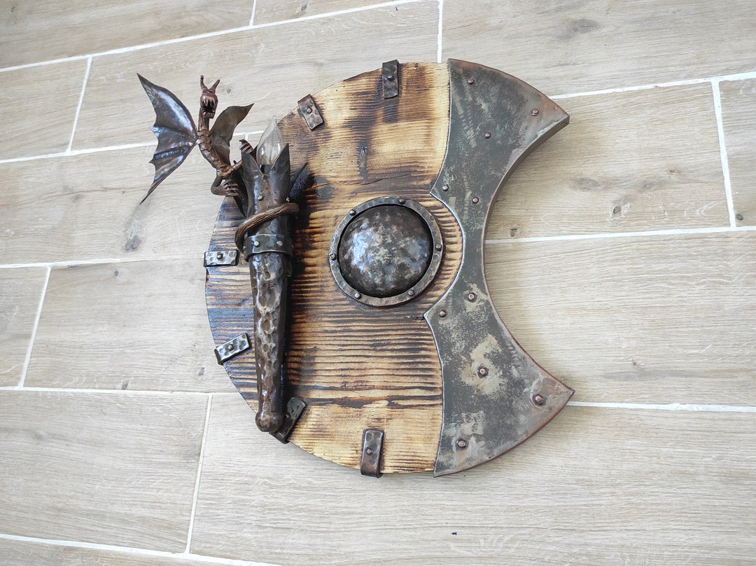 Handmade Dragon Shield Sconce: Medieval Castle Wall Lamp - Etsy