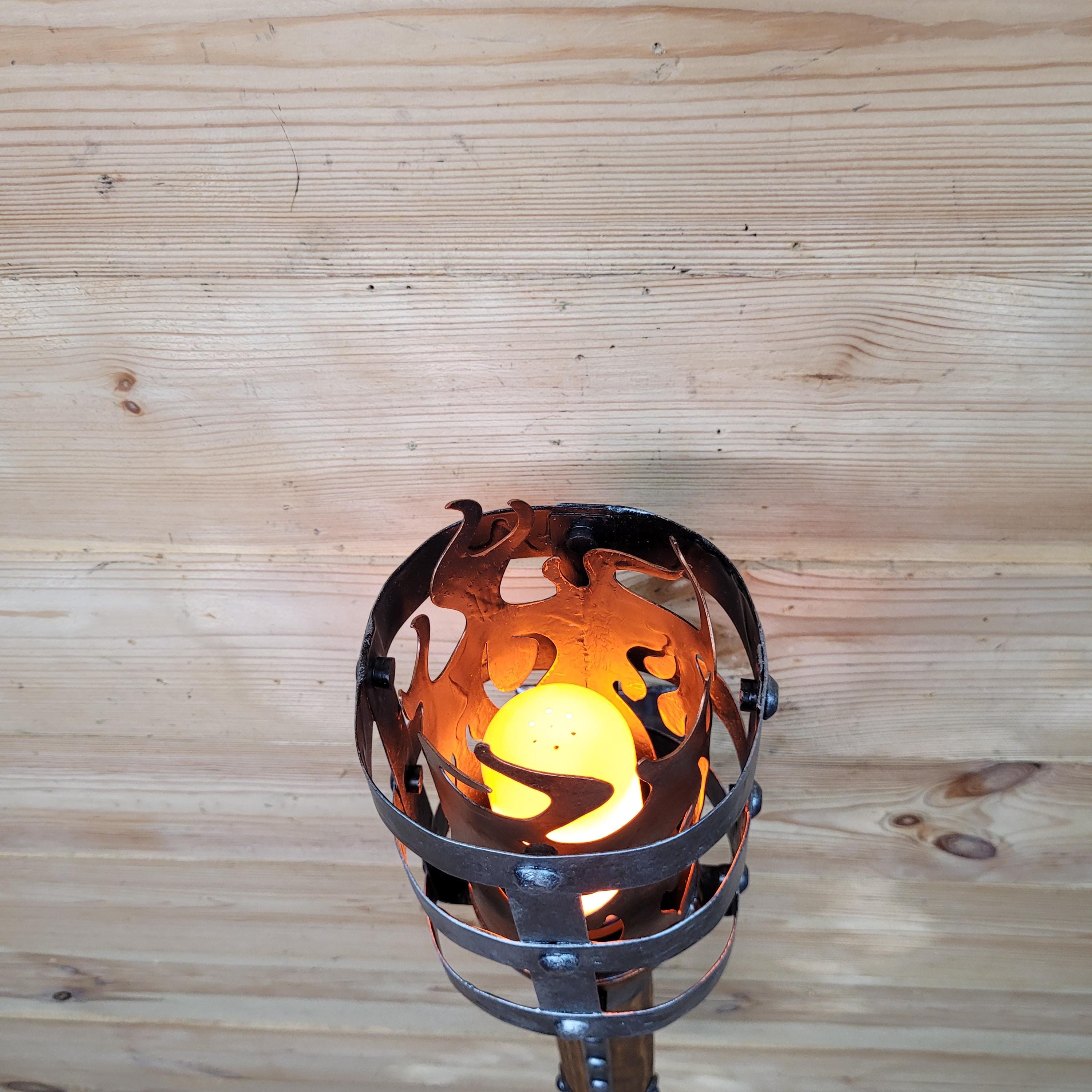 Medieval Wall Torch Sconce: Rustic Iron & Wood Viking Lantern - Etsy