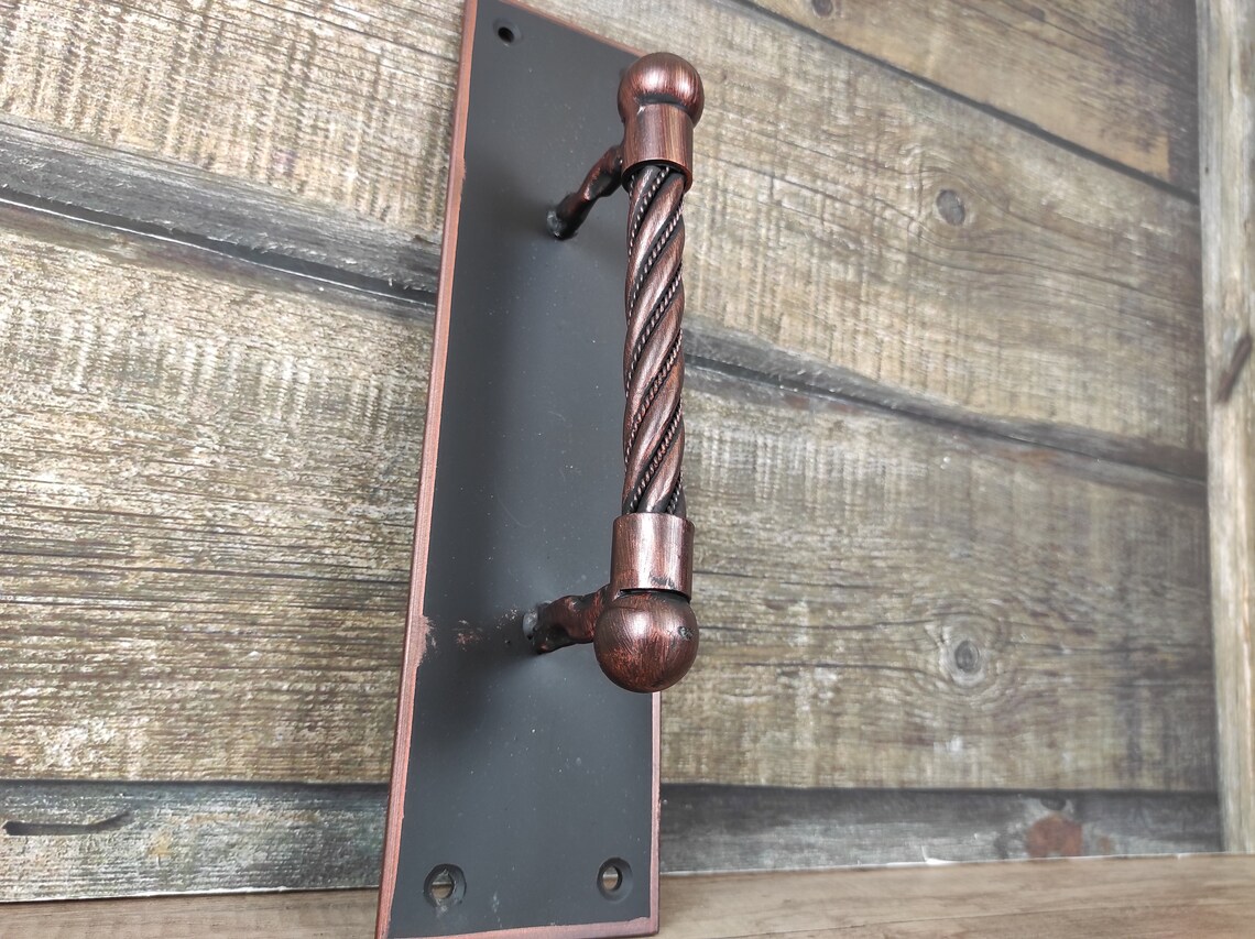 Black Pull Handle Handle Plate Black Iron Pull Hand Forged | Etsy