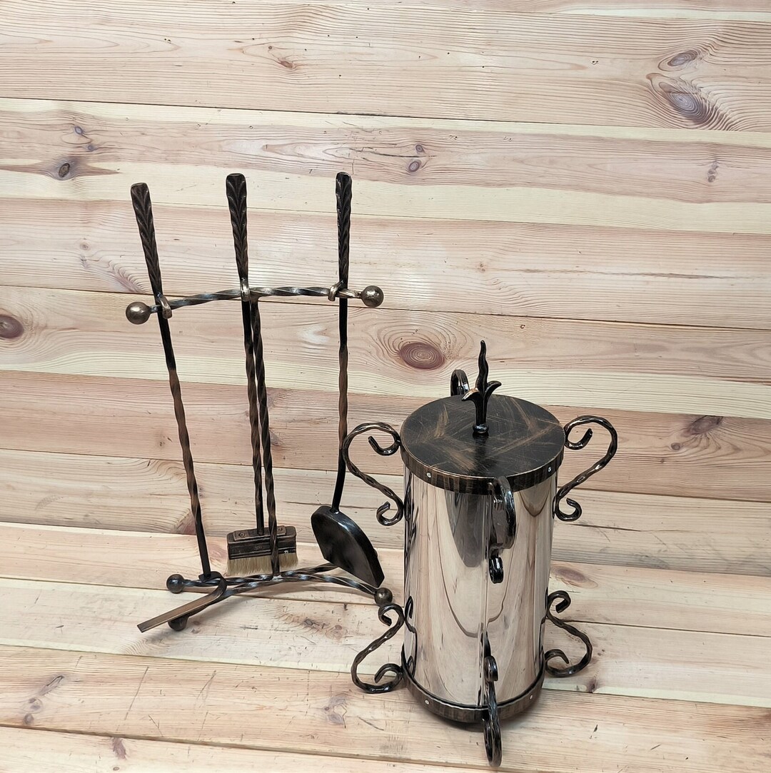 Forged Fireplace Tools Set, Ash Bucket, Fireplace Poker, Shovel, Broom ...