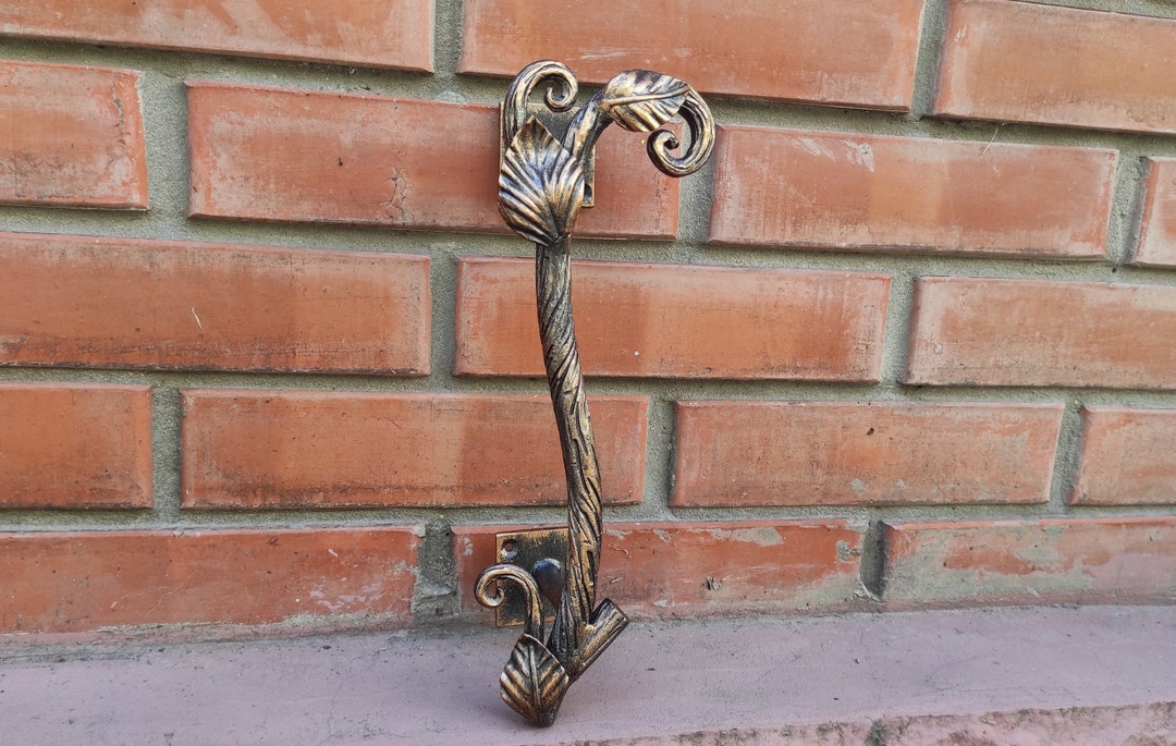 Hand Forged Steel Barn Door Handle: Branch & Flower Design - Etsy