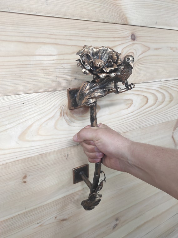 Door Handle Wrought Iron Handle Hand Forged Handle Front - Etsy