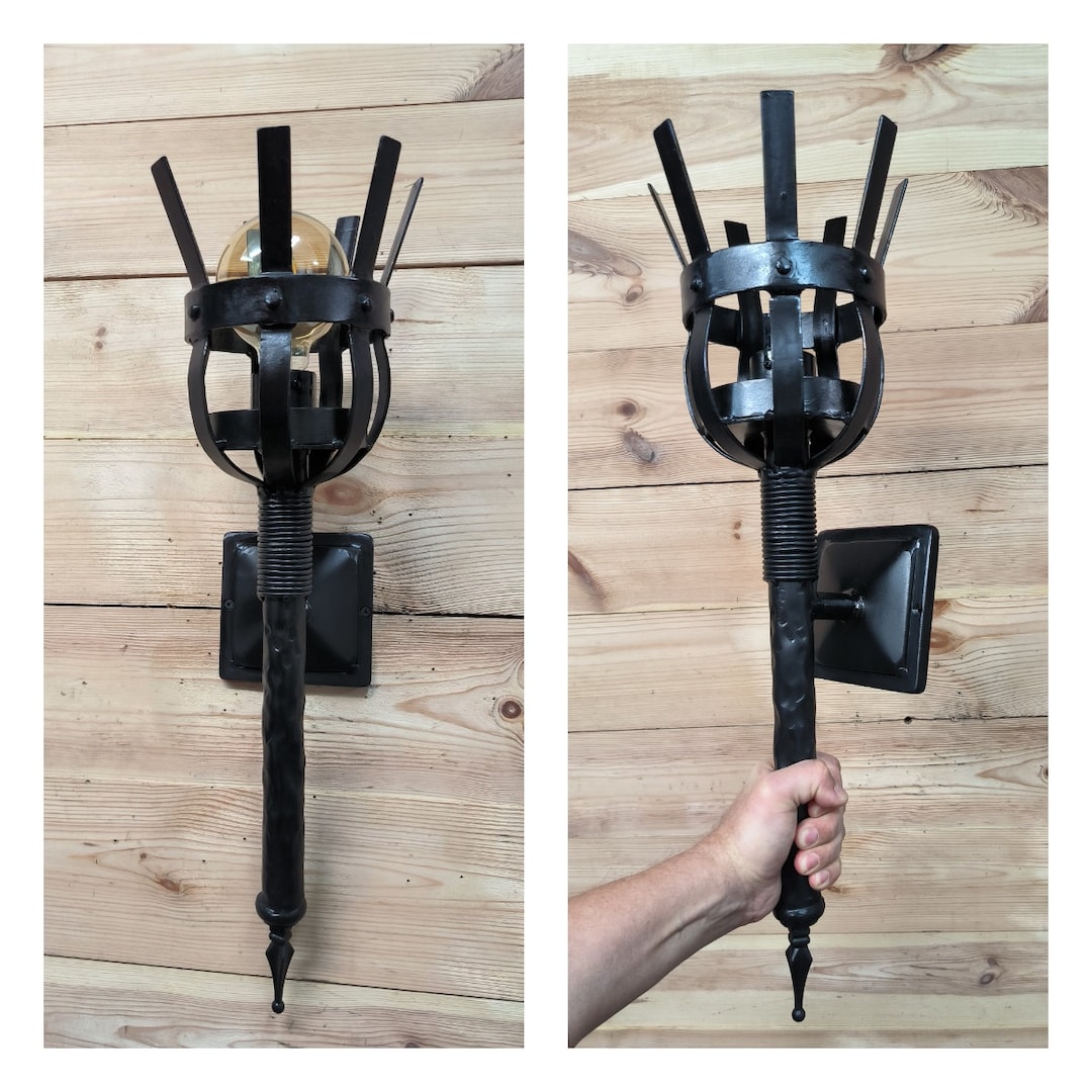 Metal Wrought Iron Sconce, Torch Wall Lamp, Medieval Style Light ...