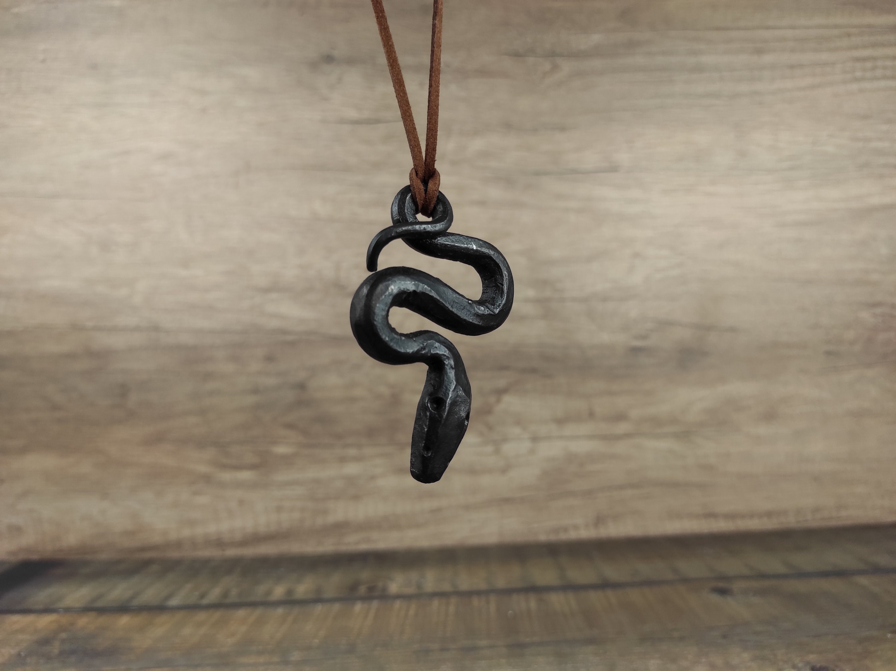 Handmade Forged Iron Snake Amulet - Viking Pendant Necklace - Etsy