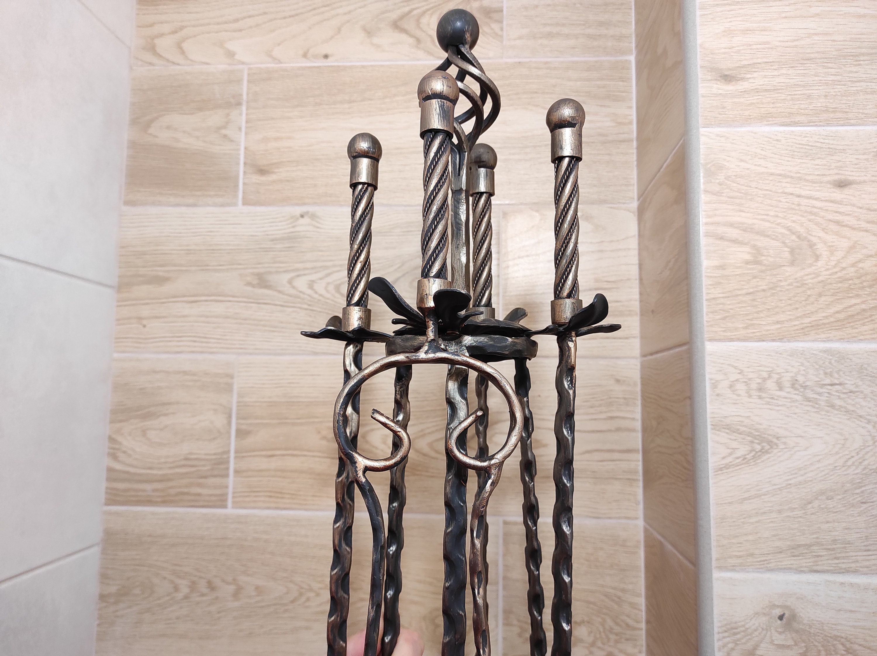 Forged fireplace tools set Fireplace poker Fireplace Tongs | Etsy