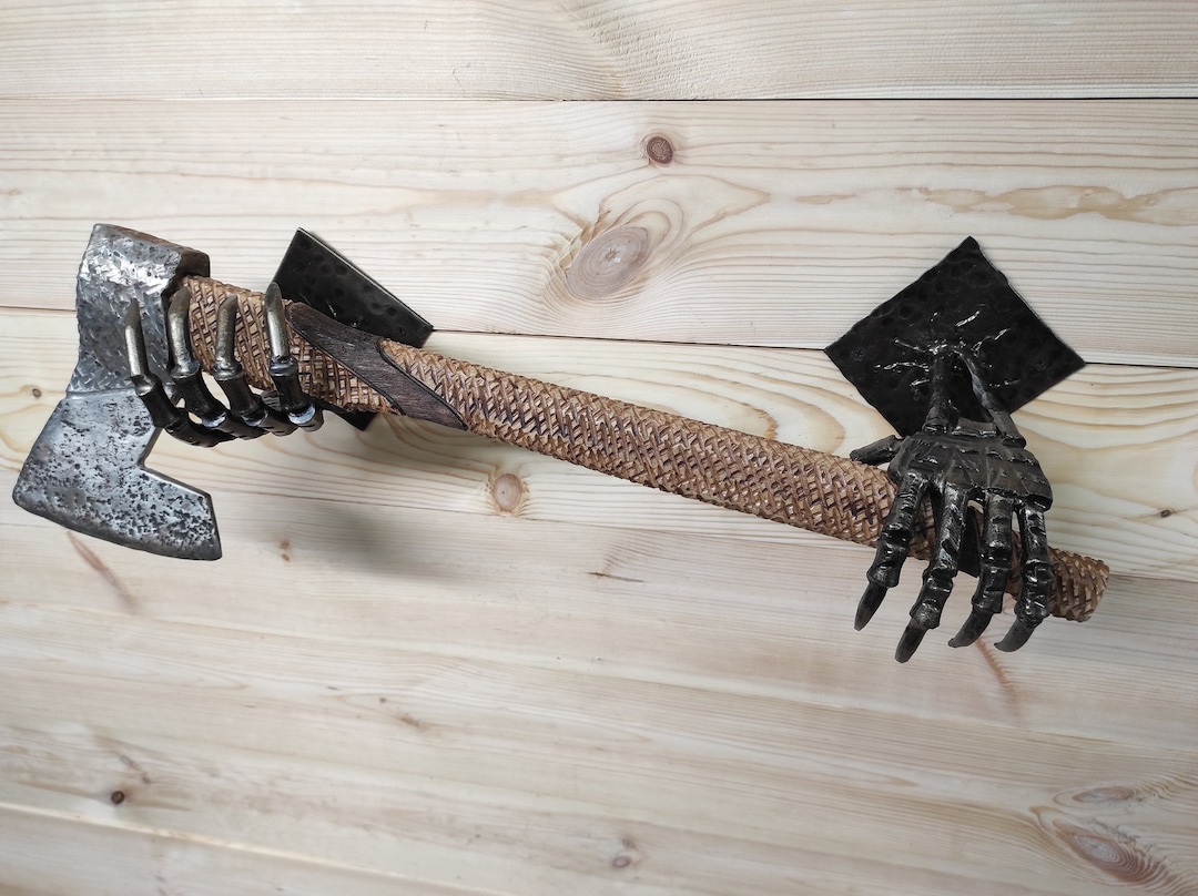 Skeleton Hands Axe Wall Mount: Handmade Iron Axe Holder - Etsy