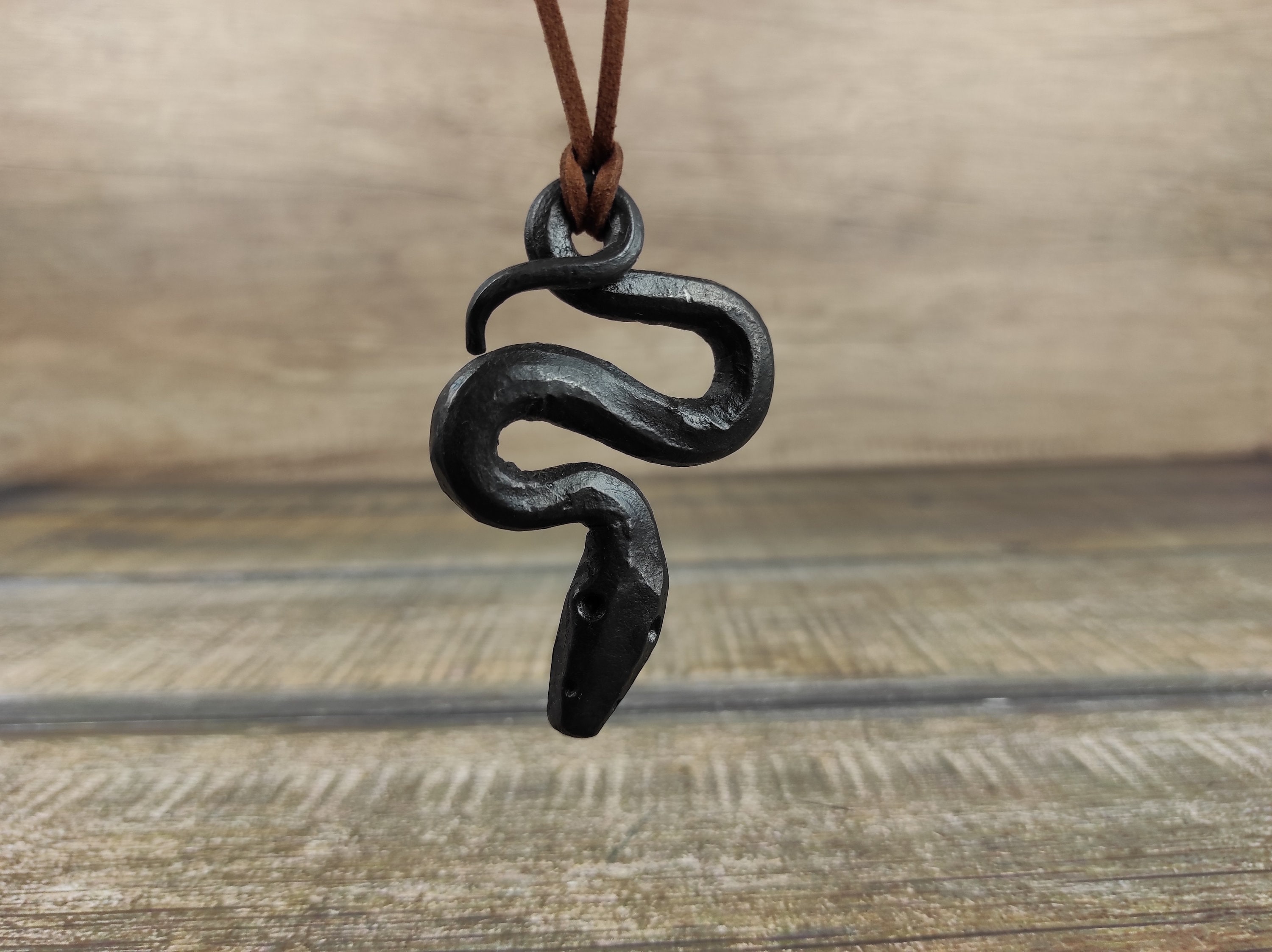 Handmade Forged Iron Snake Amulet - Viking Pendant Necklace - Etsy