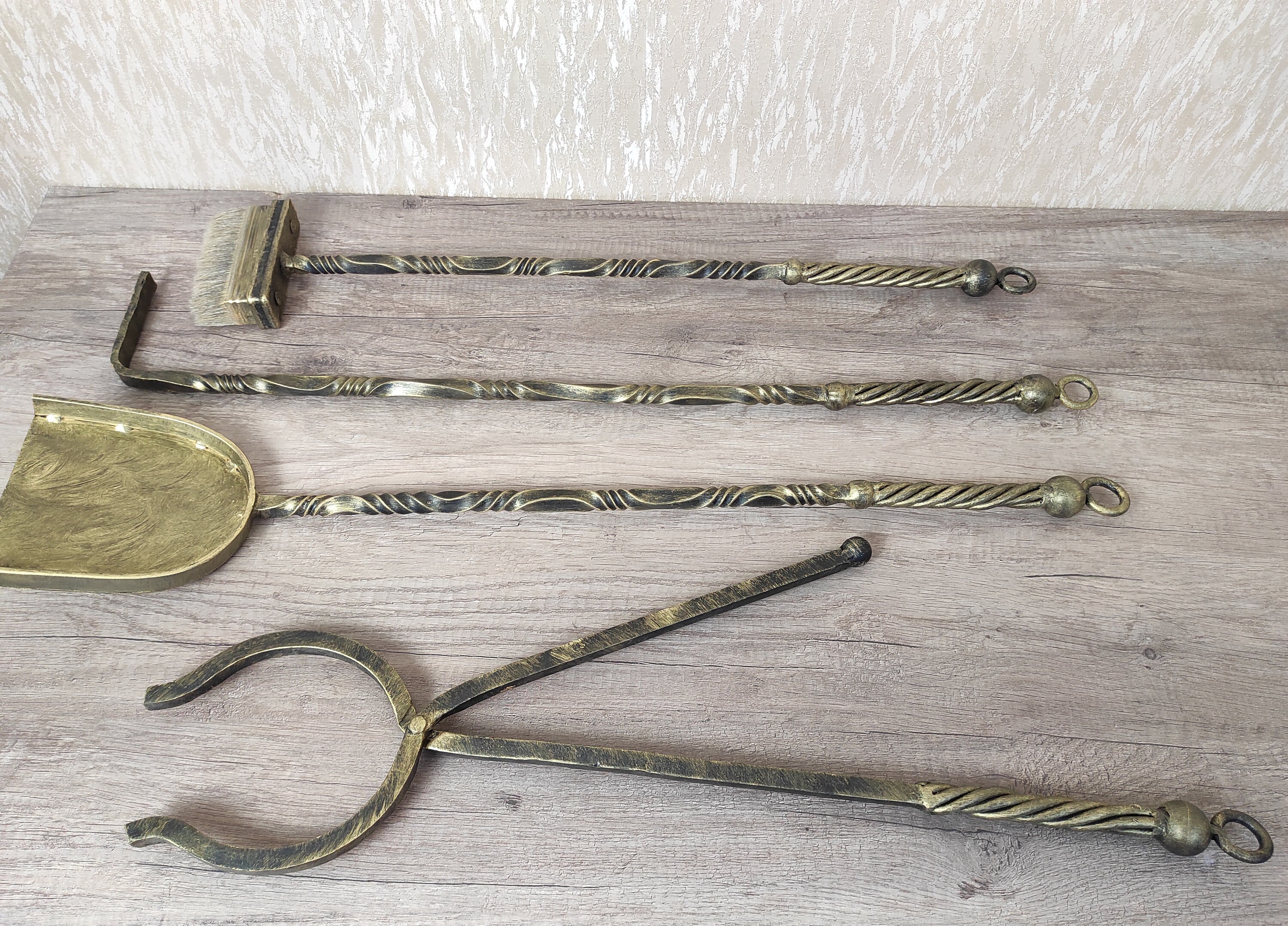Forged fireplace tools set Fireplace poker Fireplace Tongs | Etsy