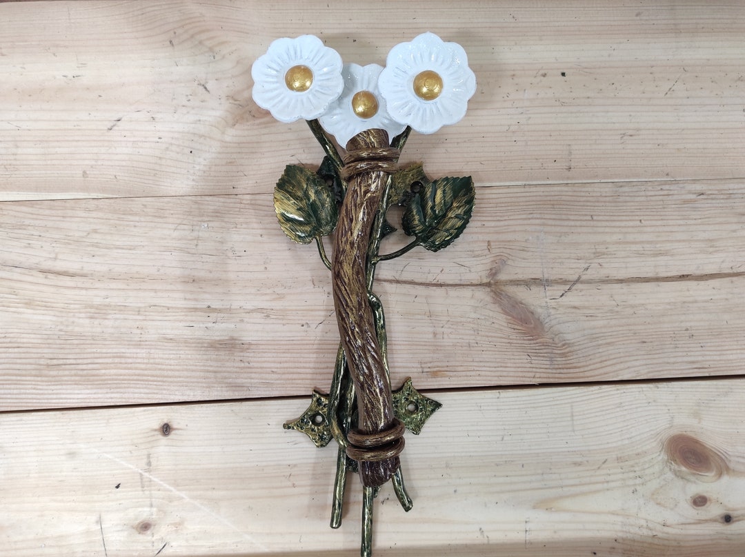 Hand Forged Daisy Flower Door Handle - Metal Floral Decor - Etsy