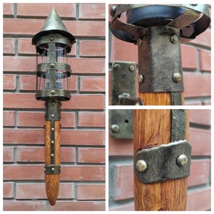 Wall Sconce Torch With a Wooden Handle in Medieval, Viking Style, Wall ...