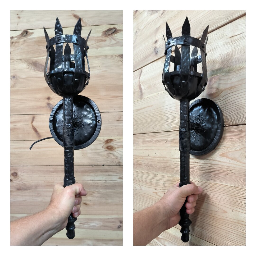 Metal Wrought Iron Sconce, Torch Wall Lamp, Medieval Style Light ...