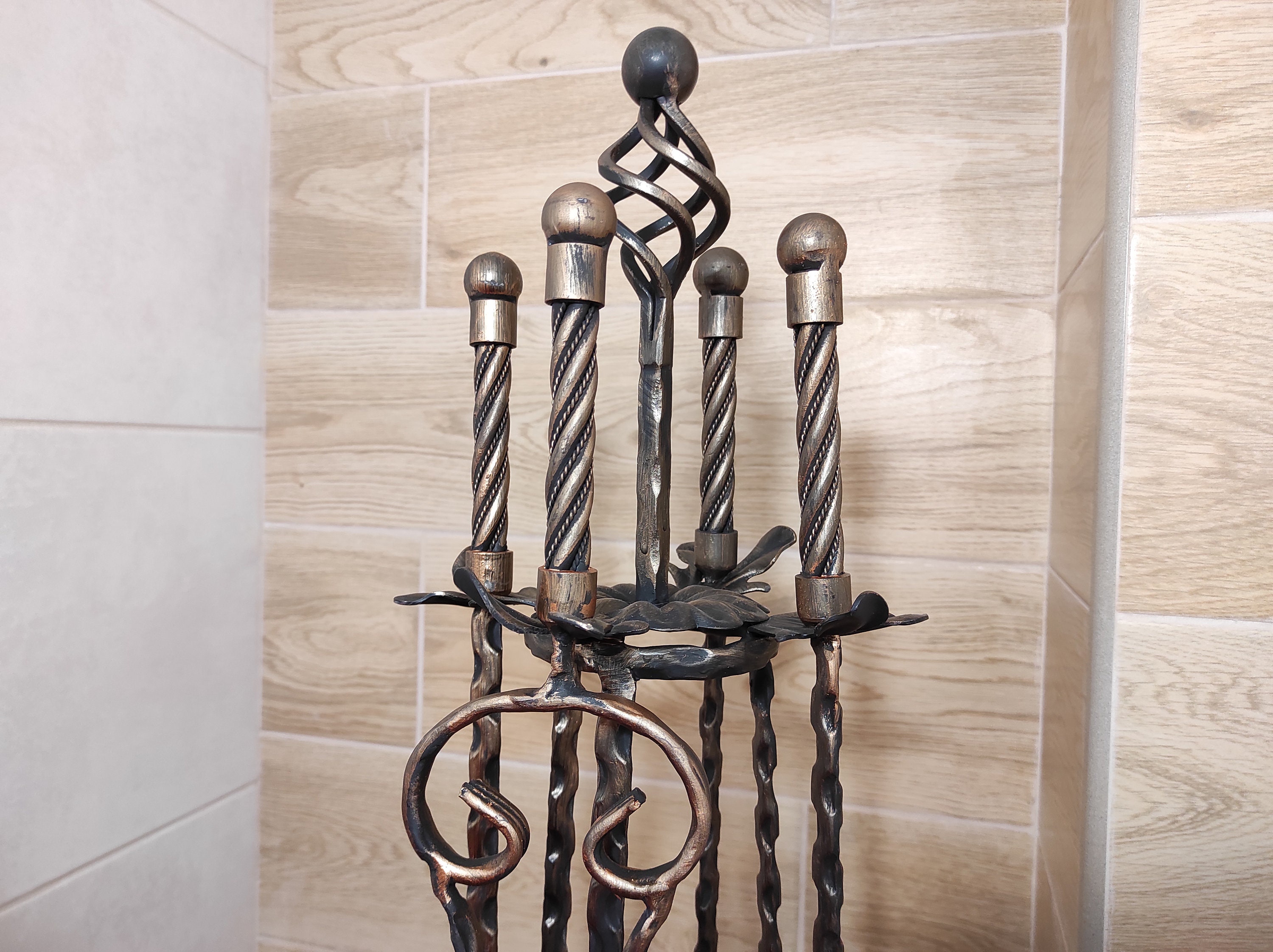 Forged fireplace tools set Fireplace poker Fireplace Tongs | Etsy