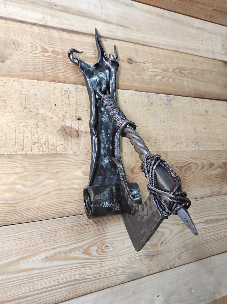 Hand Forged Iron Axe Door Knocker: Medieval Style Decor - Etsy