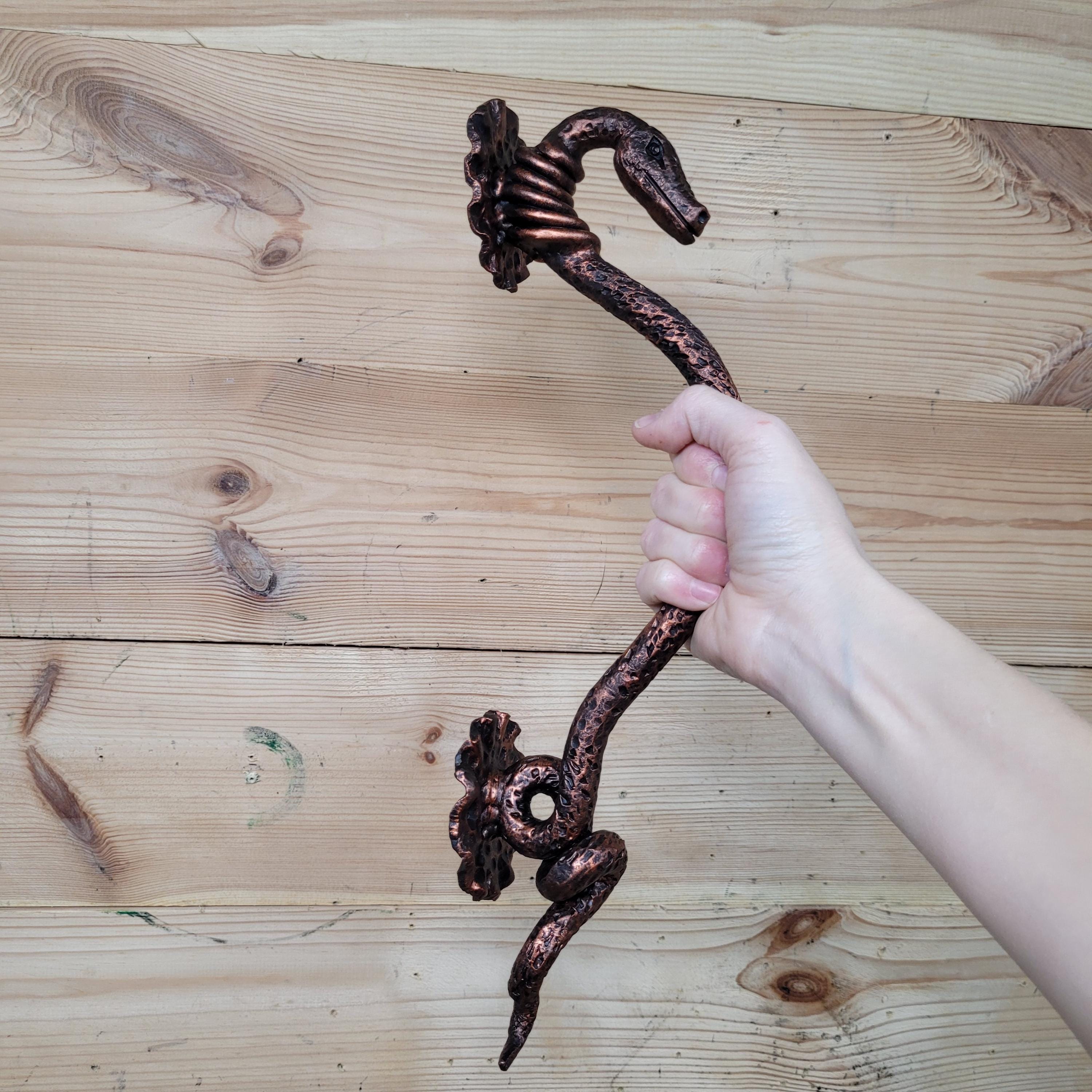 Hand-forged Wrought Iron Snake Door Handle: Medieval Serpent Pull - Etsy