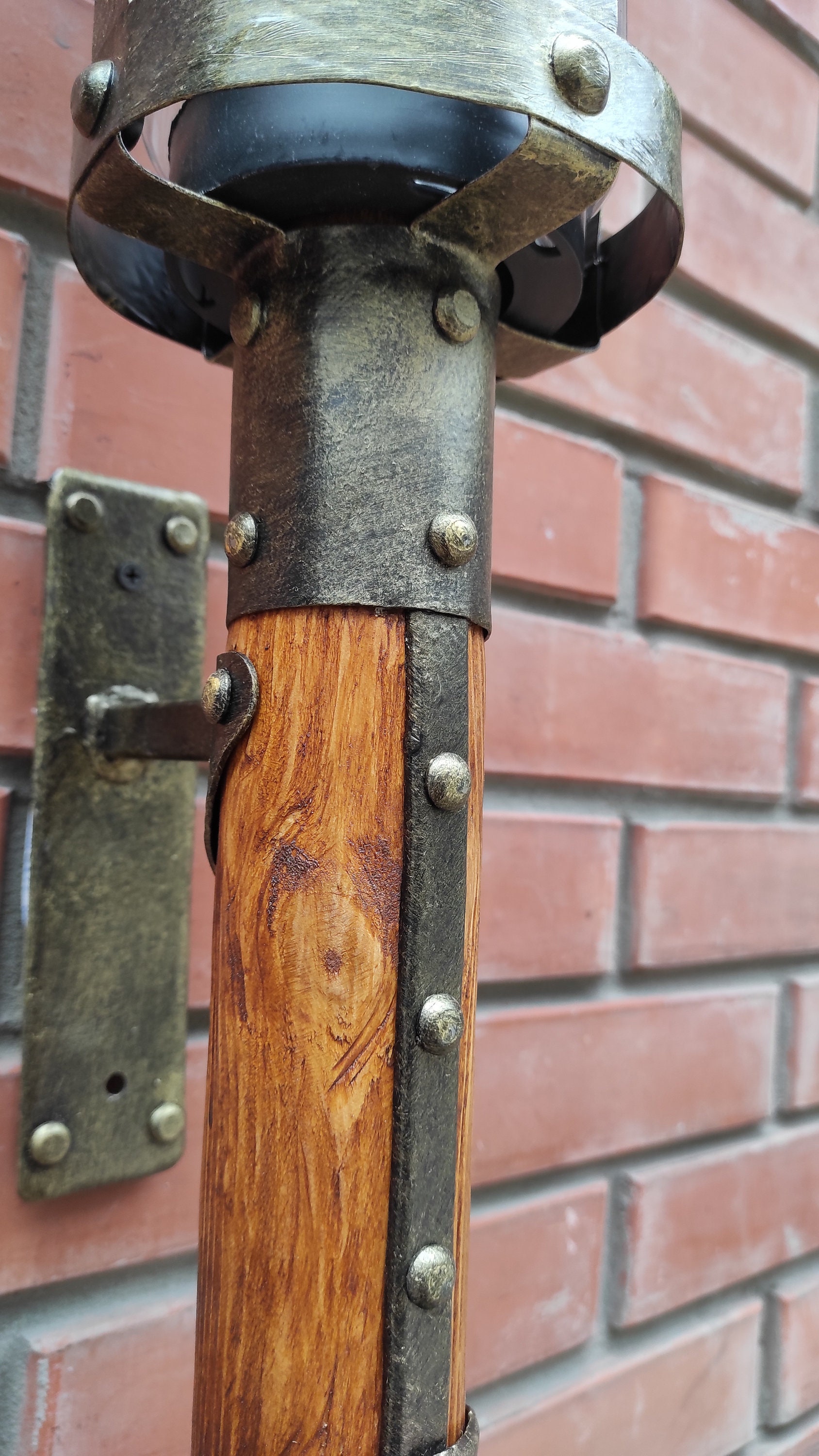 Wall Sconce Torch With a Wooden Handle in Medieval, Viking Style, Wall ...