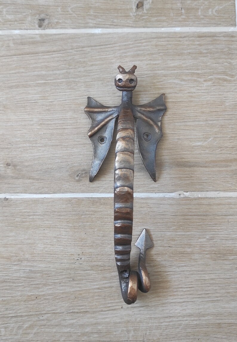 Hand Forged Dragon Door Handle: Wrought Iron Medieval Decor - Etsy