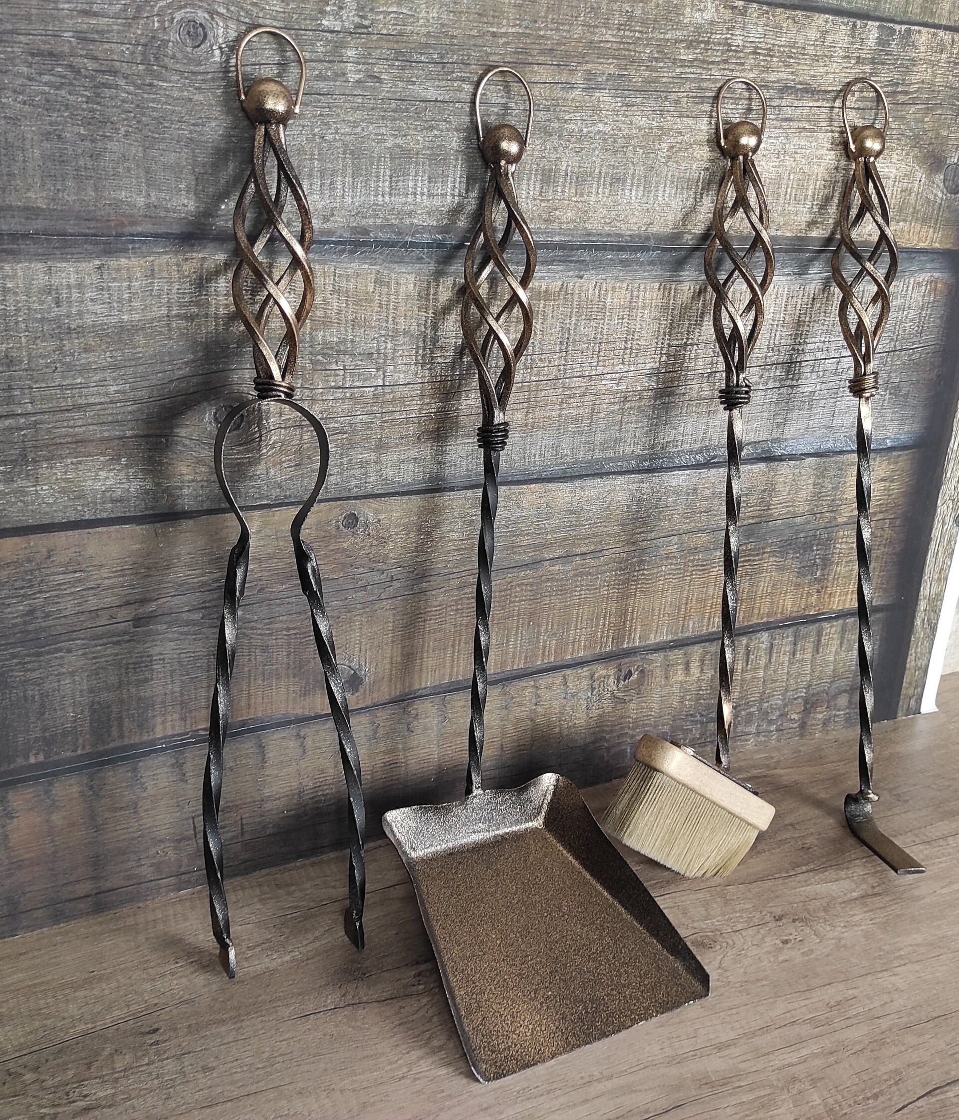 Hand Forged Fireplace Tool Set: Poker, Tongs, Shovel & Broom - Etsy
