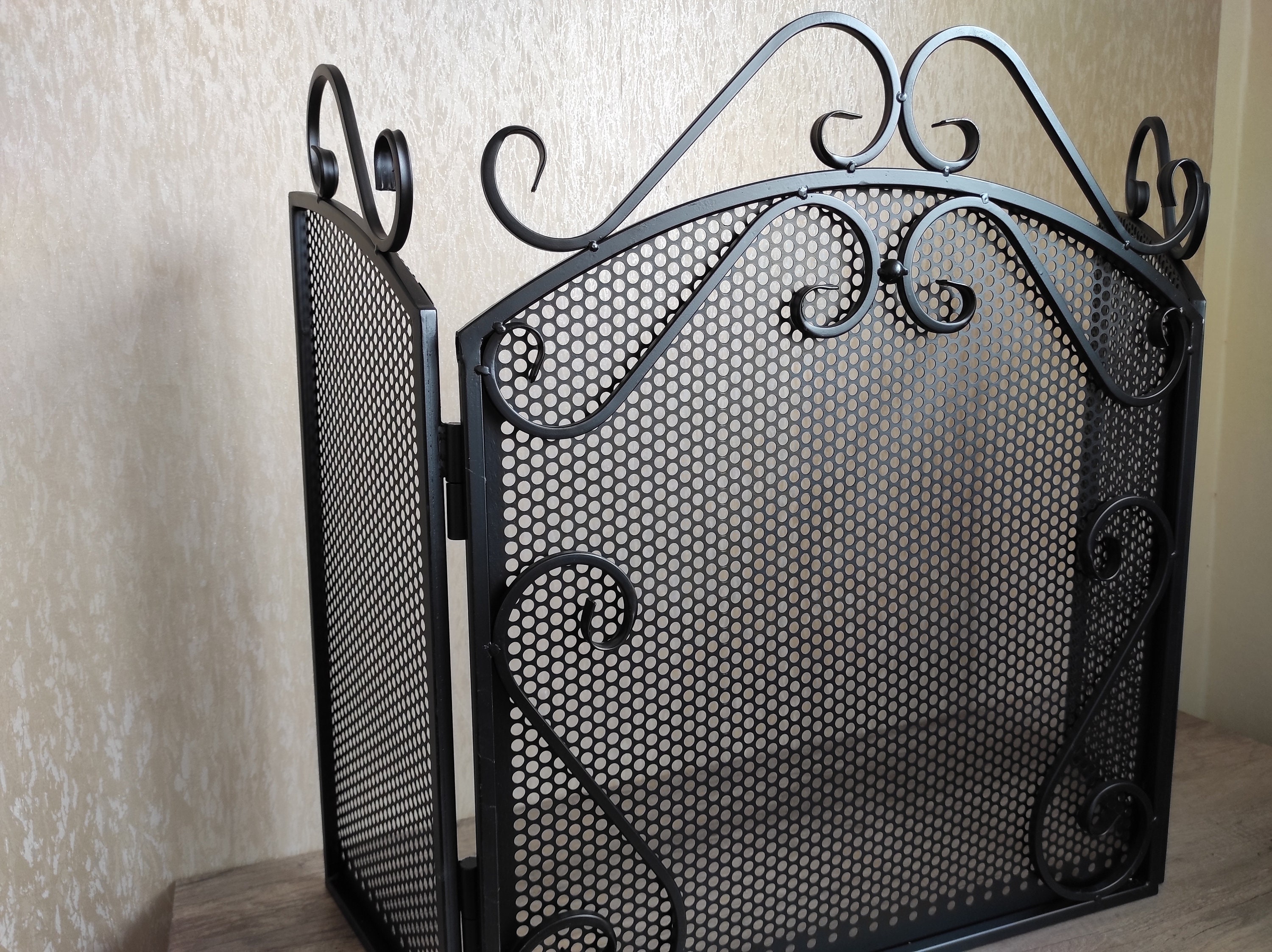 Fireplace screen Folding screen Fire screen Metal screen | Etsy