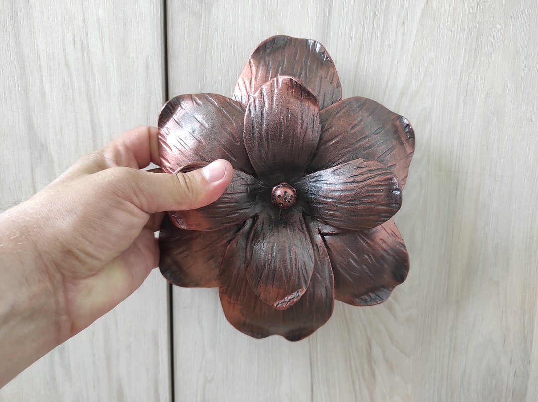 Hand Forged Flower Door Handle: Metal Wall Decor - Etsy
