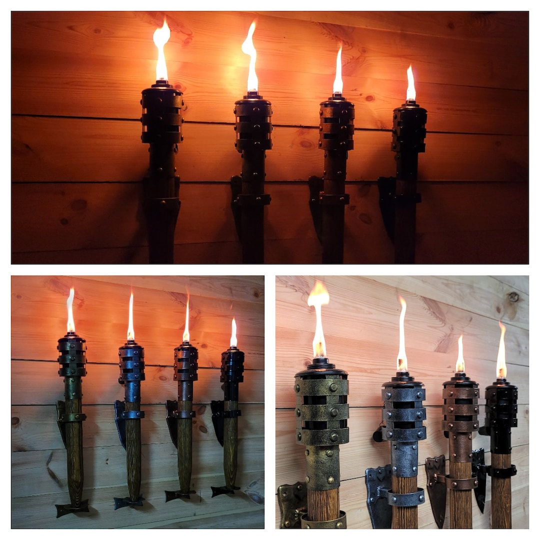 Hand Forged Viking Torch Wall Sconce – Medieval Candle Holder – Rustic ...