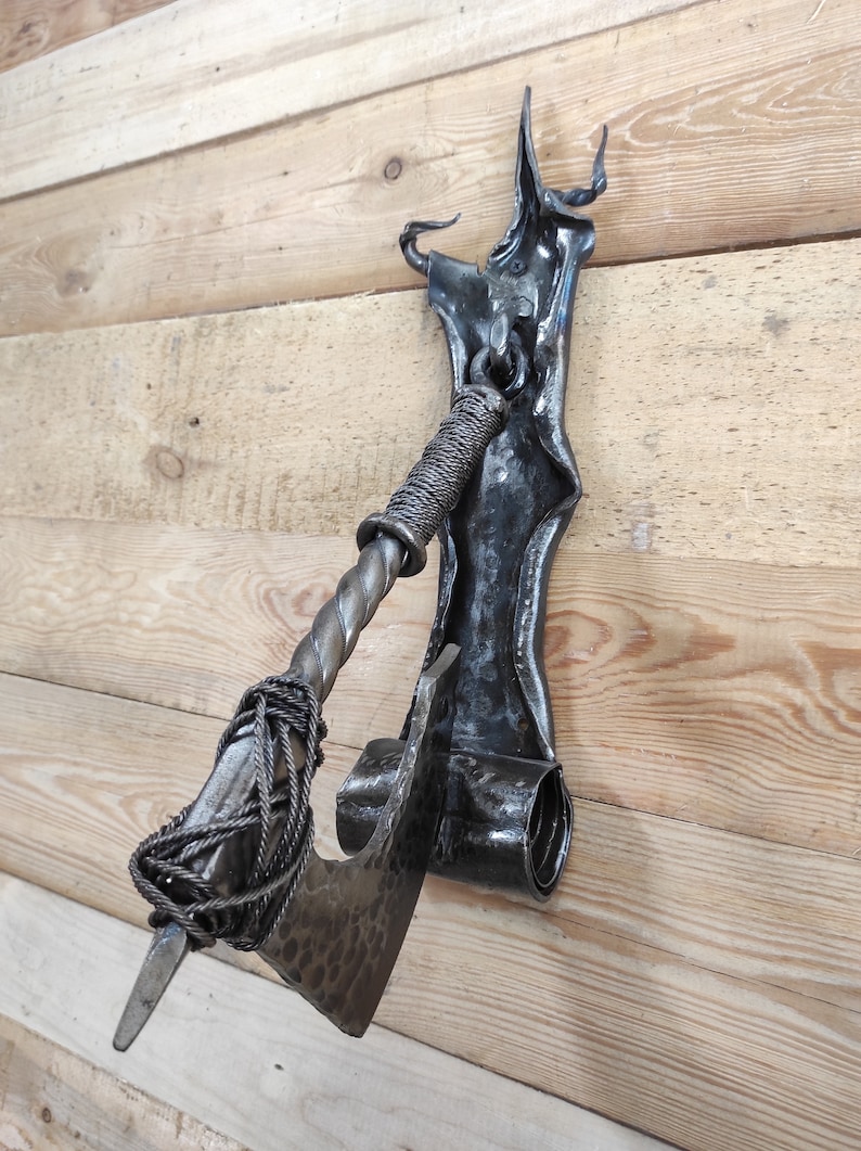 Hand Forged Iron Axe Door Knocker: Medieval Style Decor - Etsy