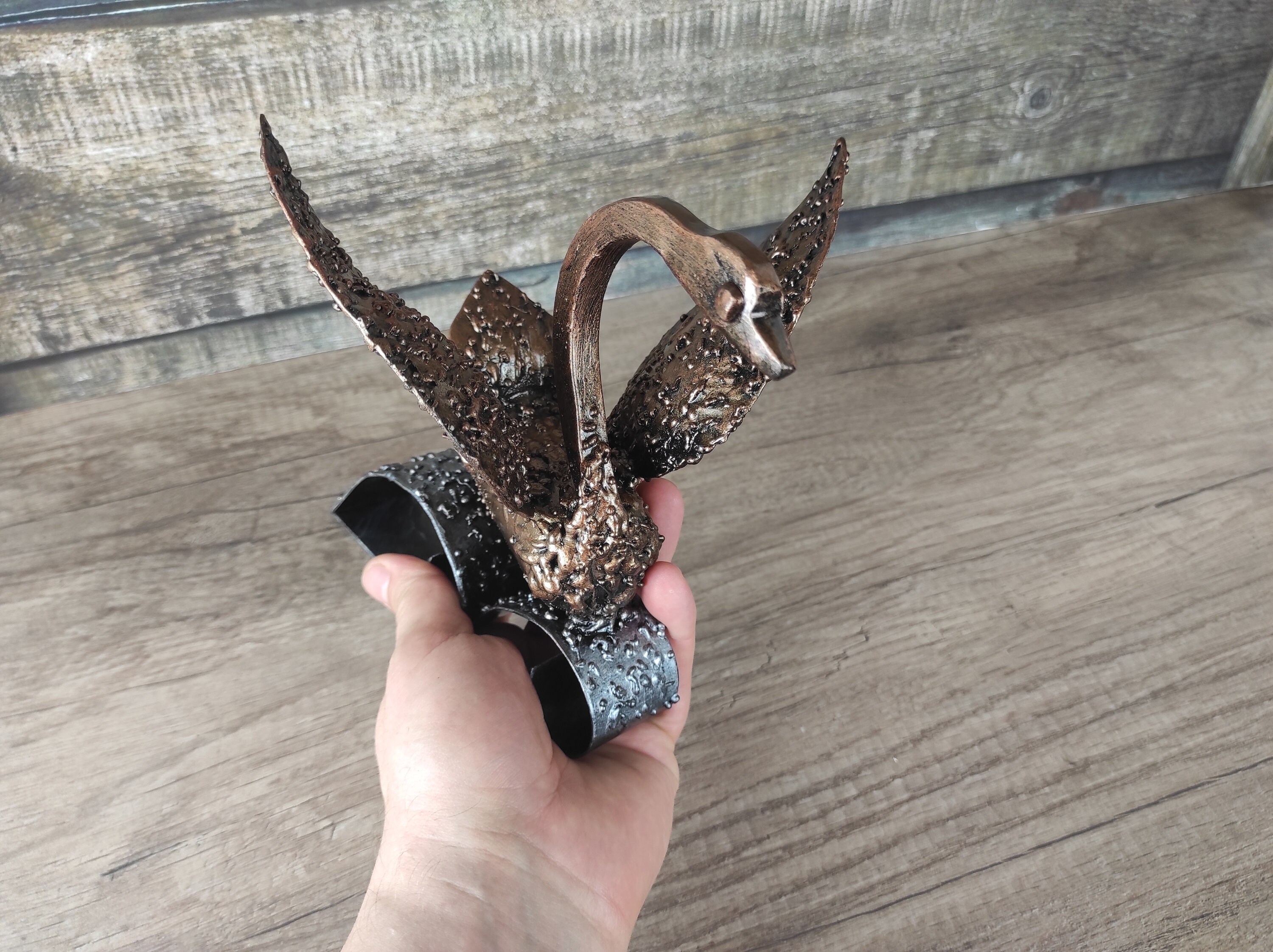 Metal swan on a wave Metal animal Forged swan Iron swan | Etsy