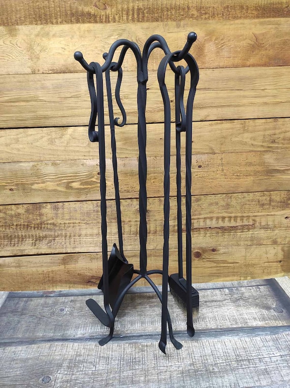 Hand Forged Fireplace Wrought Iron Fireplace Set | Log Fire Tool Set