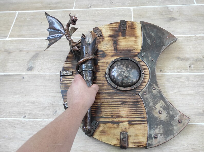 Handmade Dragon Shield Sconce: Medieval Castle Wall Lamp - Etsy