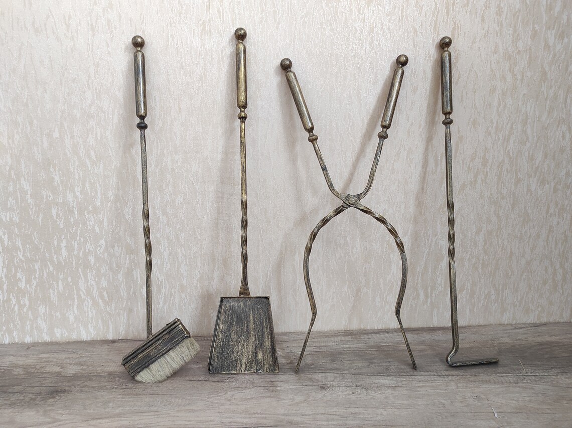 Forged Fireplace Tools Set Fireplace Poker Fireplace Tongs | Etsy