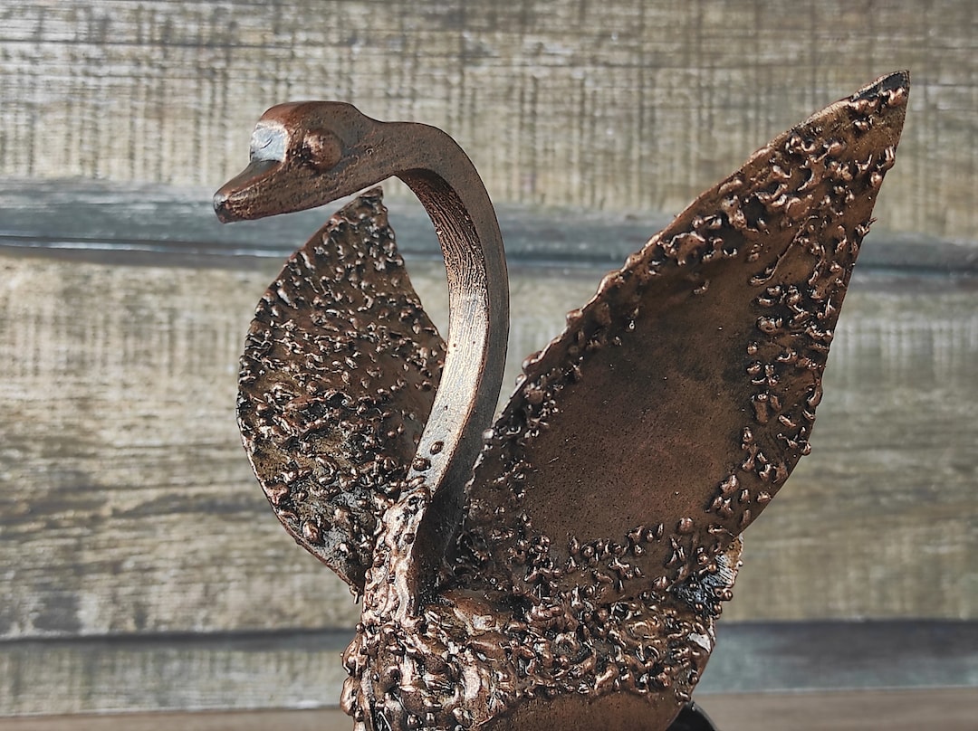 Metal Swan on a Wave, Metal Animal, Forged Swan, Iron Swan, Forged ...