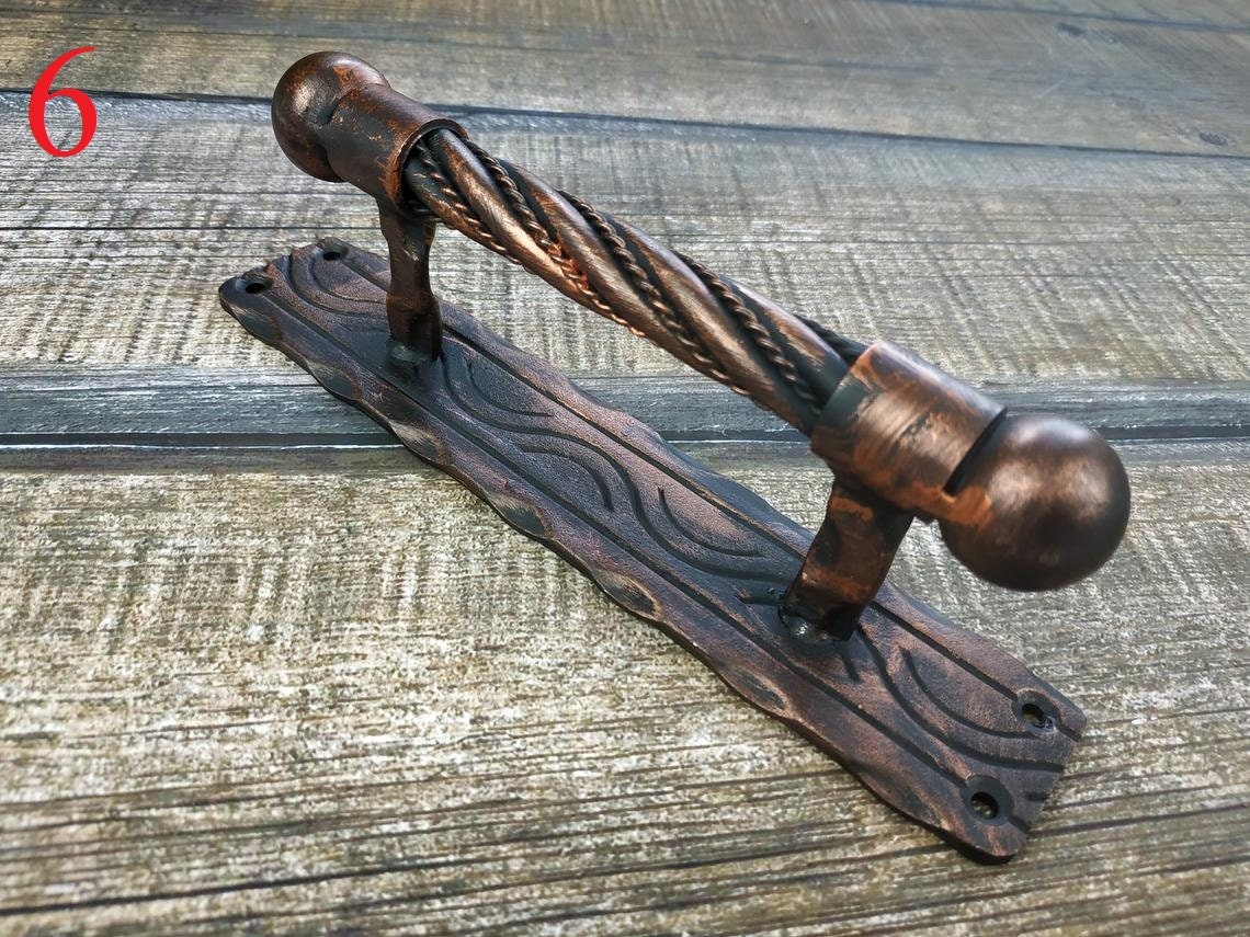 Forged iron door handles Wrought iron handle Hand forged | Etsy