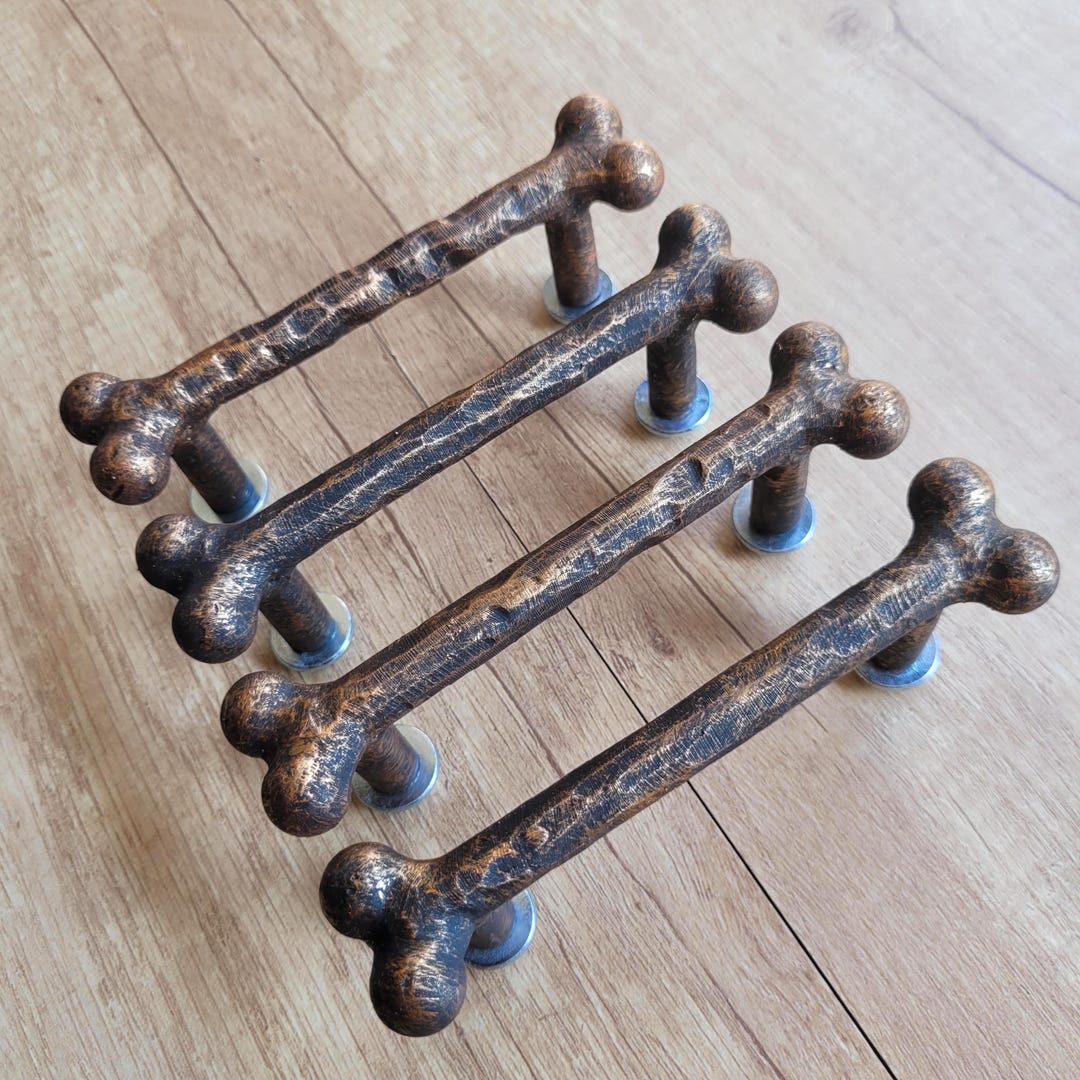 Forged Bone Door Handle: Black Metal Cabinet Drawer Pull (bronze) - Etsy