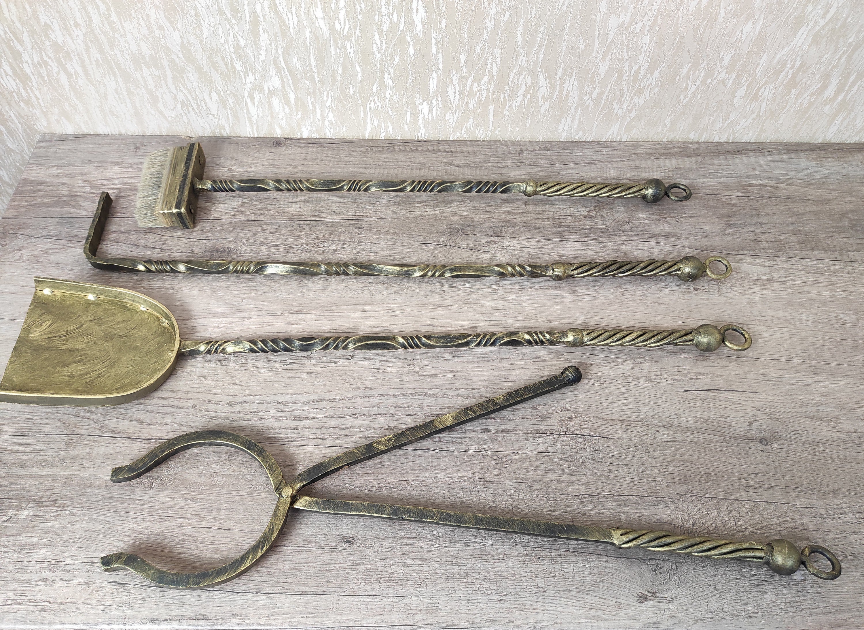 Forged fireplace tools set Fireplace poker Fireplace Tongs | Etsy