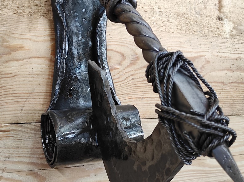 Hand Forged Iron Axe Door Knocker: Medieval Style Decor - Etsy