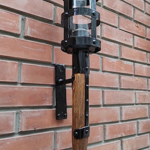 Wall Sconce Torch With a Wooden Handle in Medieval, Viking Style, Wall ...