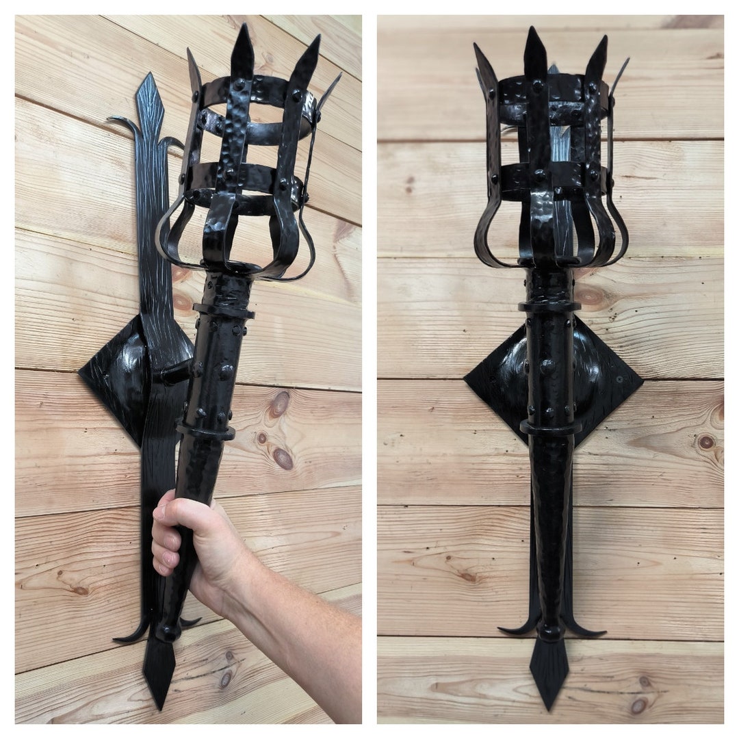 Metal Wrought Iron Sconce, Torch Wall Lamp, Medieval Style Light ...