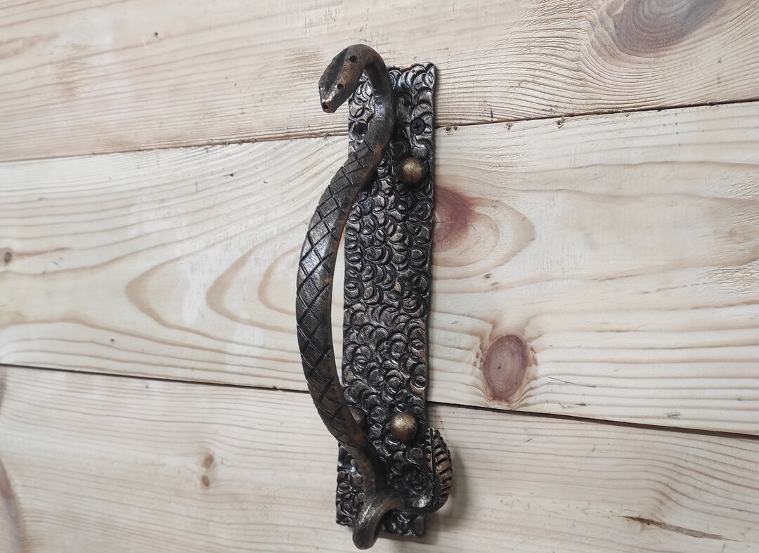 Door Handle Hand Forged Pull Handle Snake With the Tail of a ...