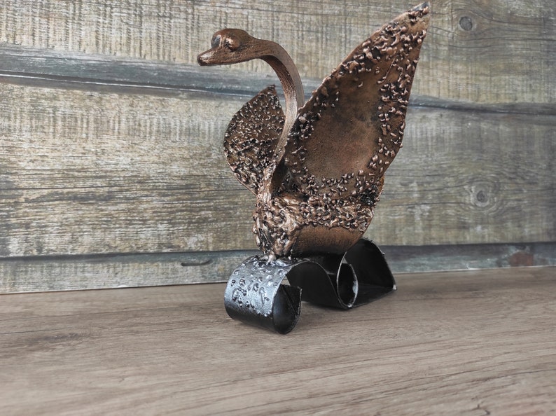 Metal Swan on a Wave Metal Animal Forged Swan Iron Swan - Etsy