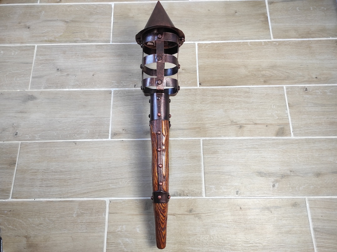 Hand Forged Medieval Torch Wall Sconce: Wood & Steel Light - Etsy