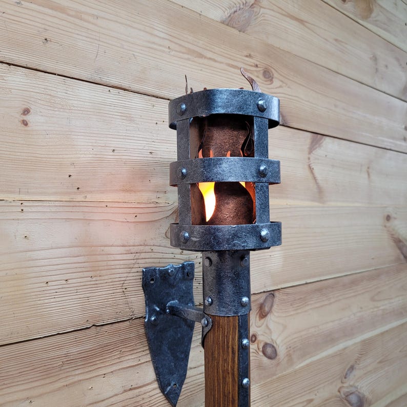 Medieval Wall Torch Sconce: Rustic Iron & Wood Viking Lantern - Etsy