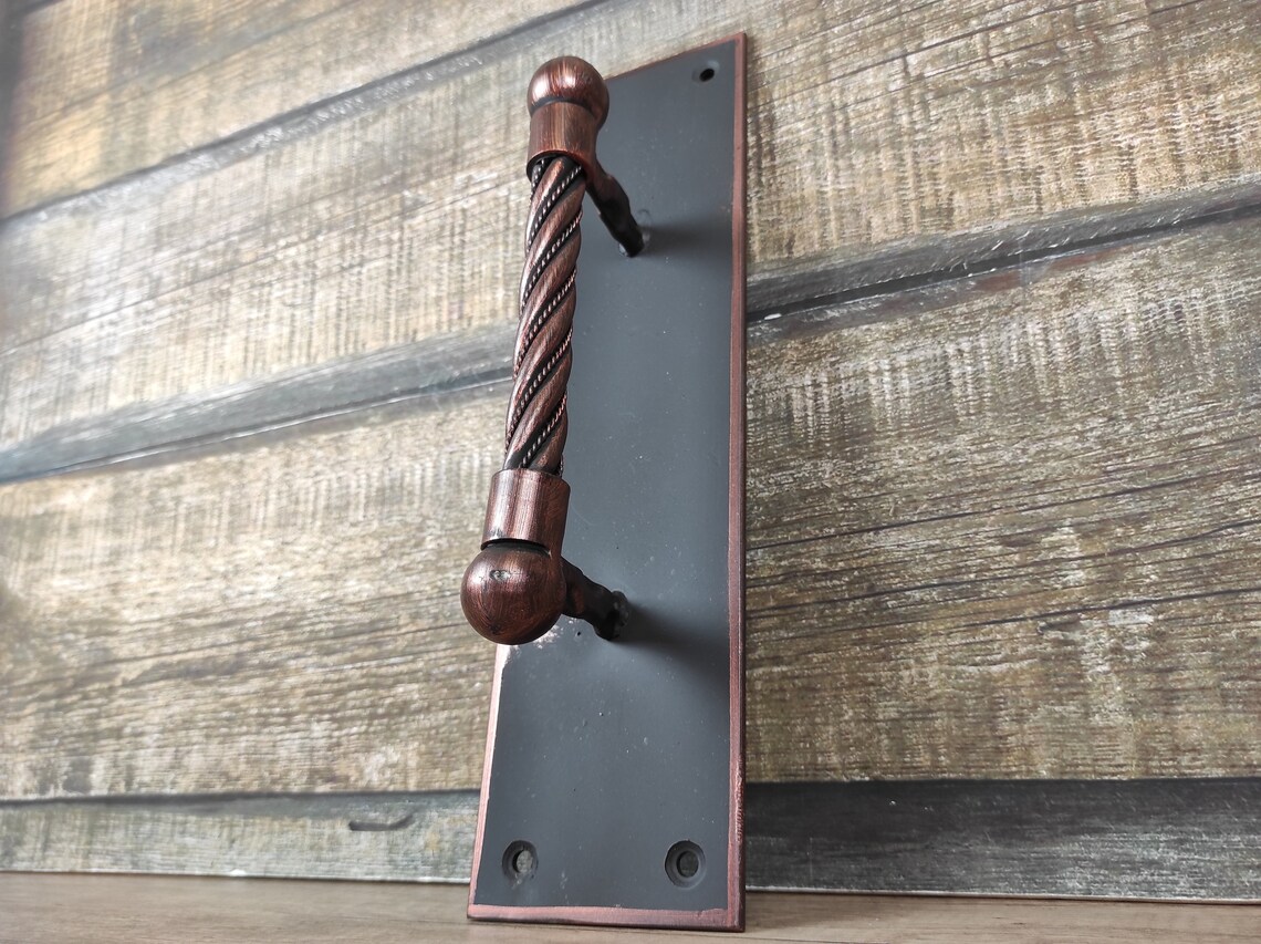 Black Pull Handle Handle Plate Black Iron Pull Hand Forged | Etsy