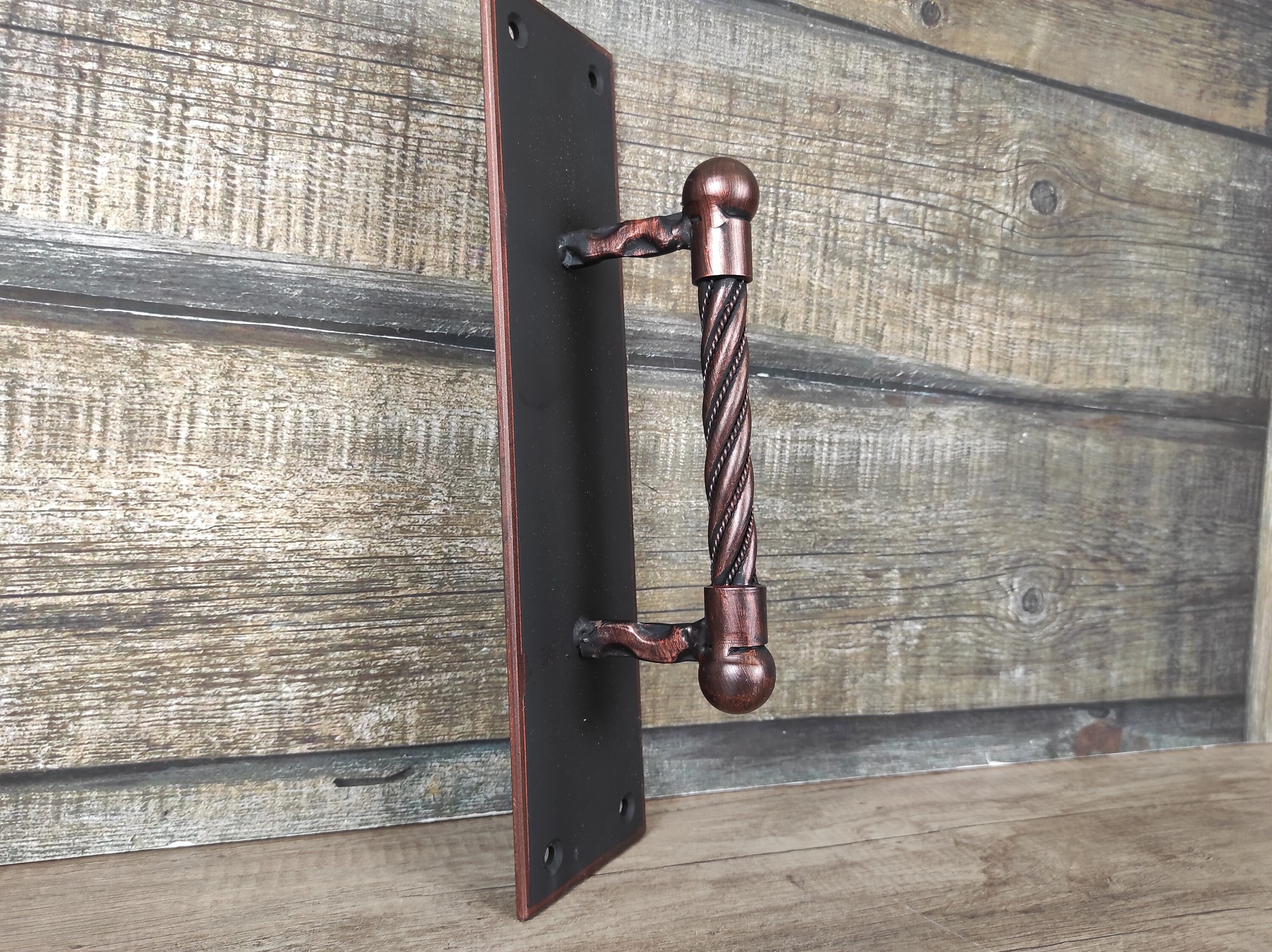 Black Pull Handle Handle Plate Black Iron Pull Hand Forged | Etsy