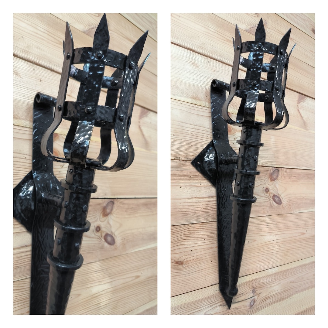 Metal Wrought Iron Sconce, Torch Wall Lamp, Medieval Style Light ...