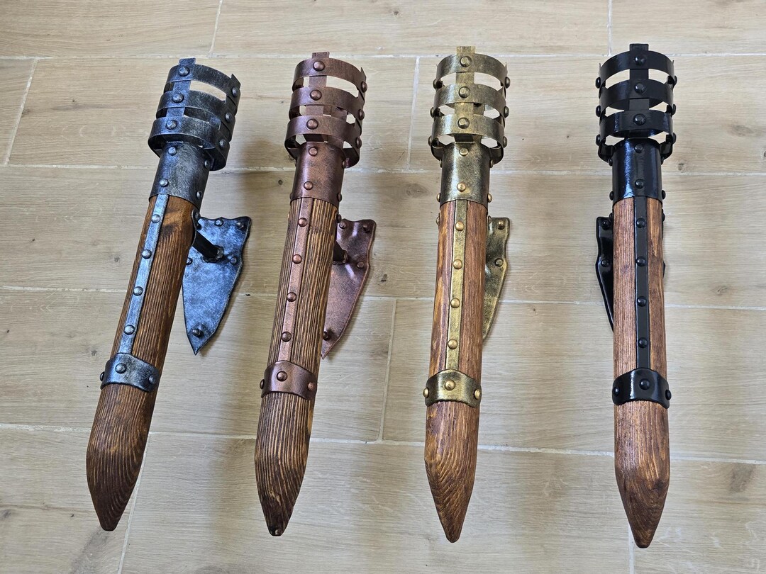 Viking Style Wall Sconces Torches, Medieval Light Fixtures, Four ...