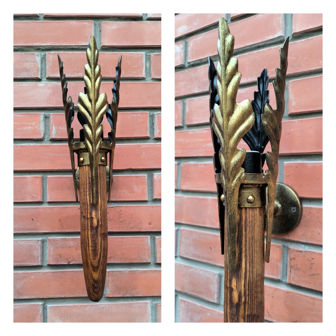 Wall Sconces, Metal Wrought Iron and Wood Wall Sconces, Light Fixtures ...